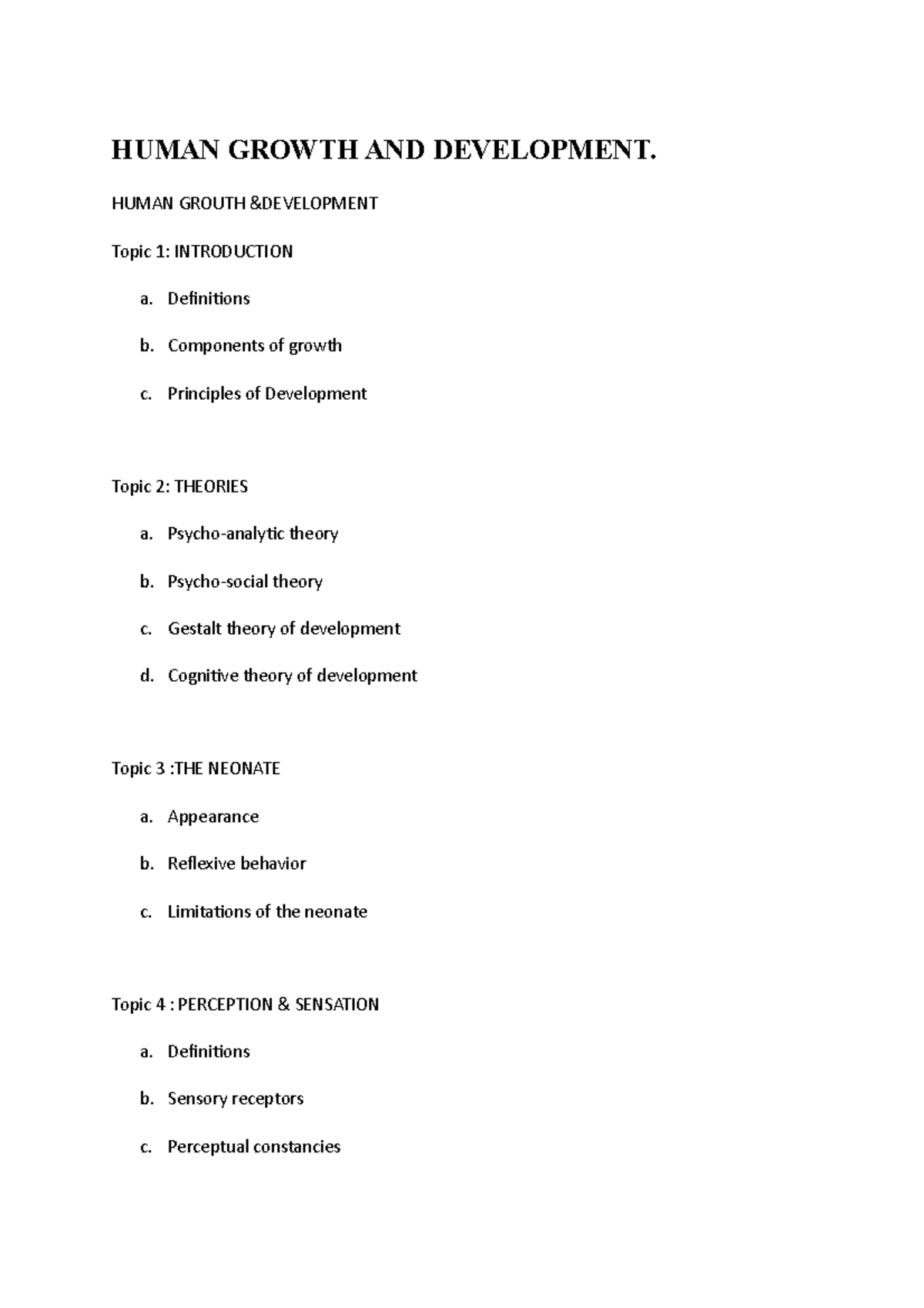 Human Growth AND Development notes oti - HUMAN GROWTH AND DEVELOPMENT ...