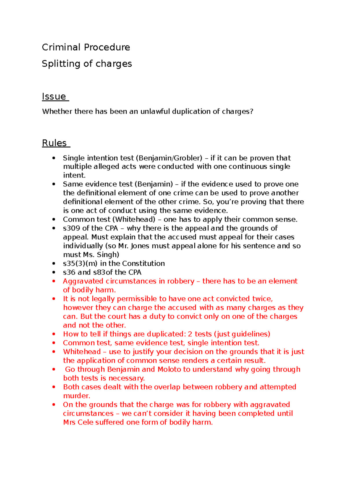 Criminal Procedure - Duplication of charges - Criminal Procedure ...