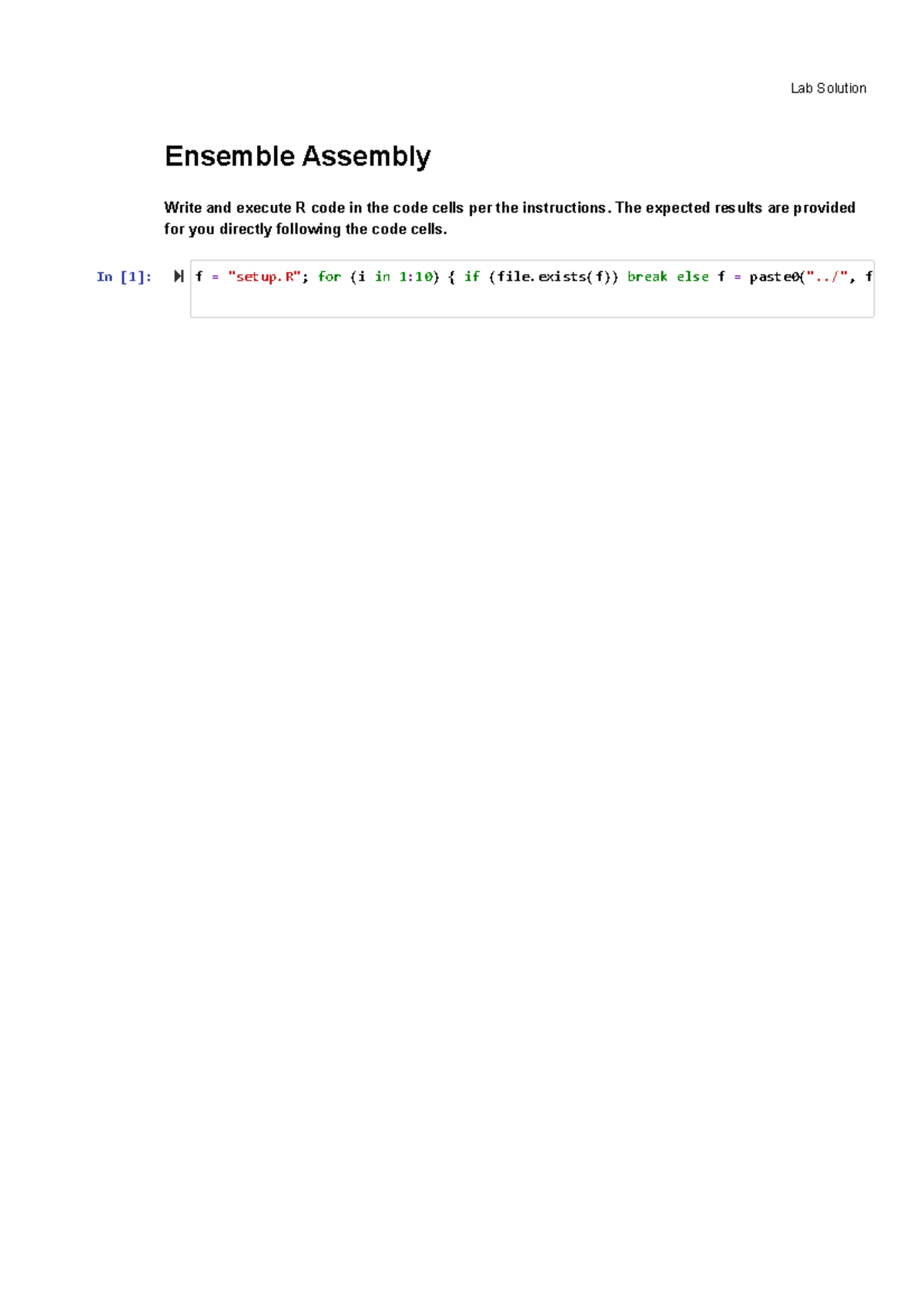 14 Lab Ensemble Assembly Jupyter Notebook Lab Solution Ensemble Assembly Write And Execute R 
