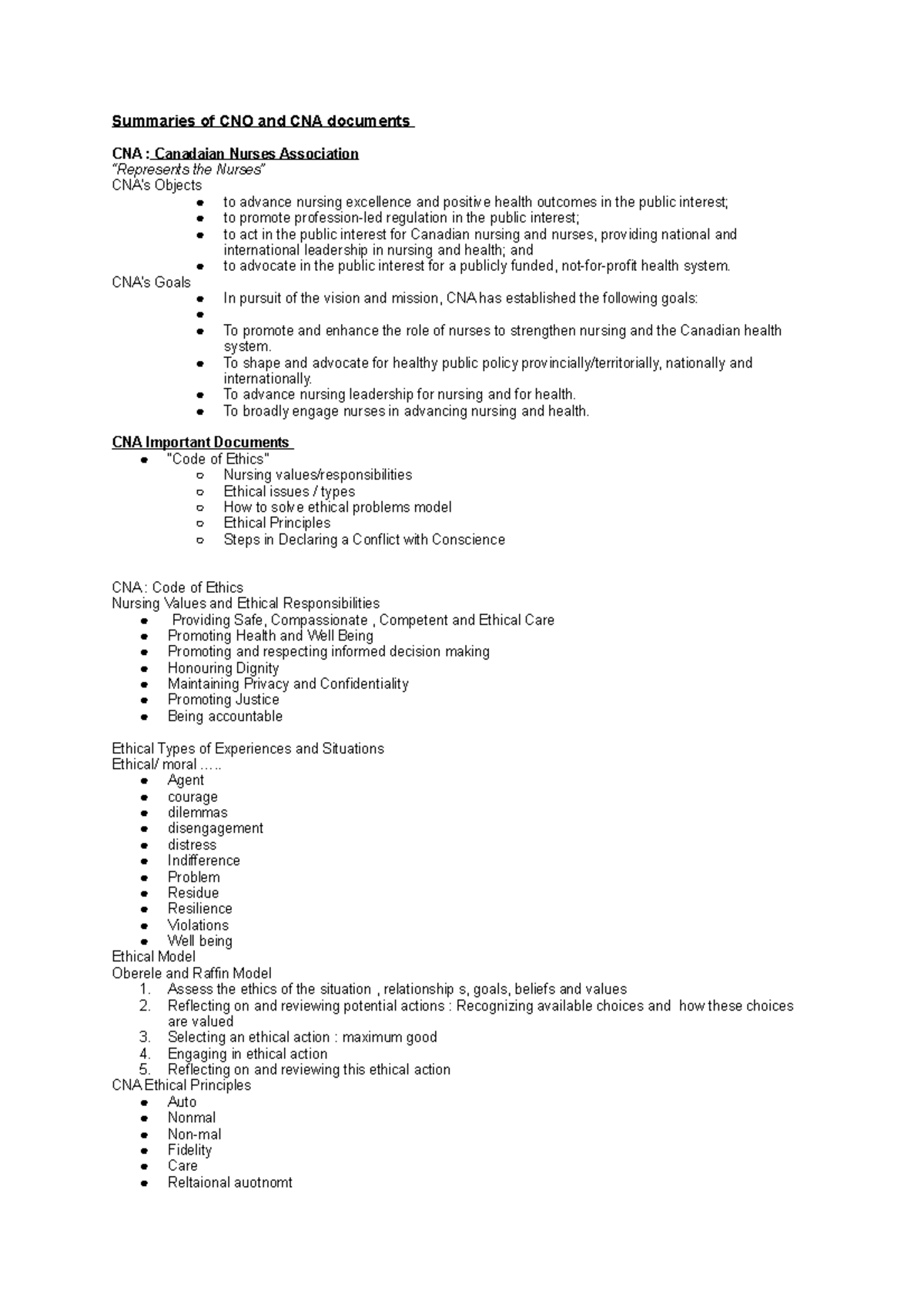 Summaries of CNO and CNA documents - CNA’s Goals In pursuit of the ...
