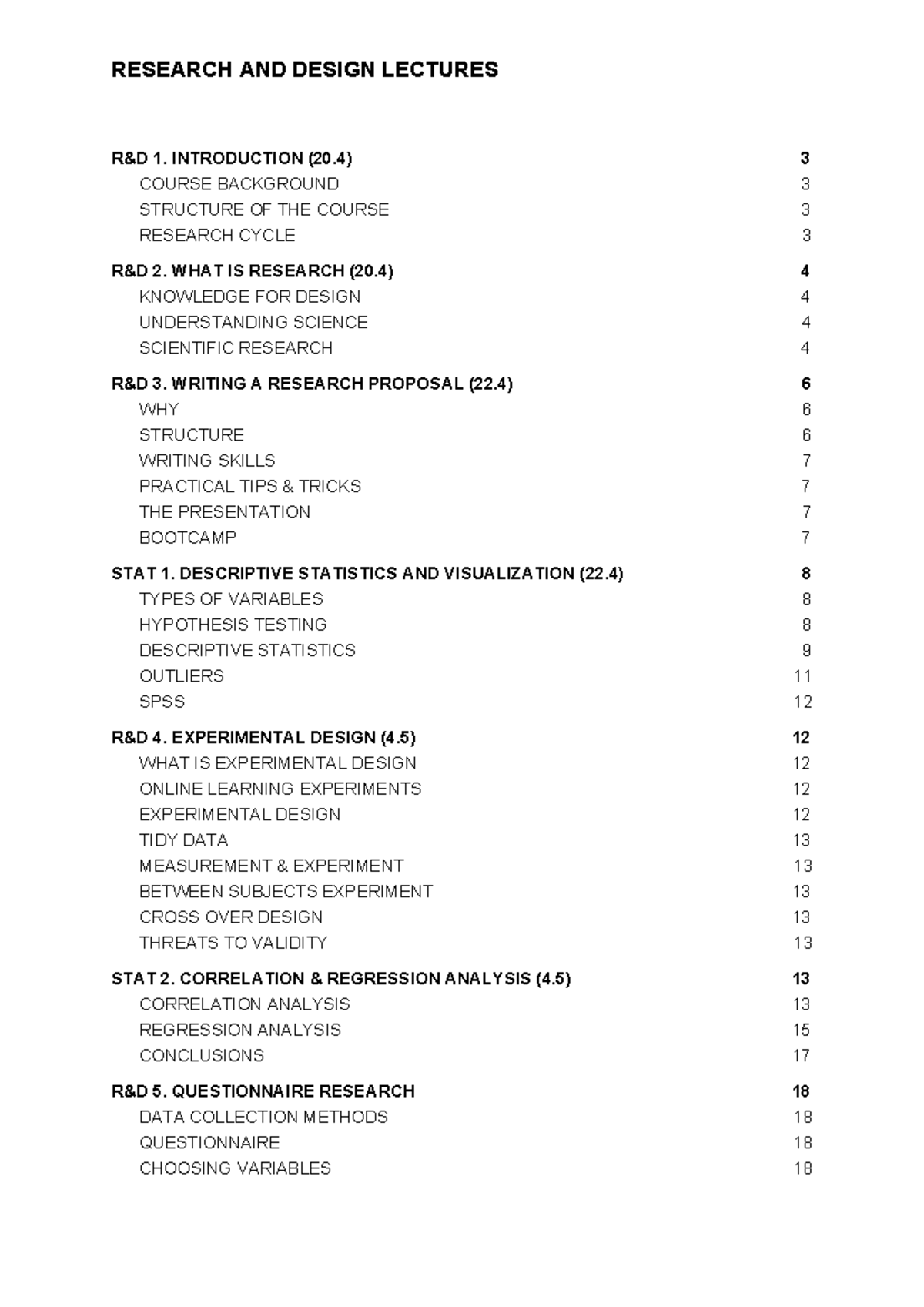 Research and Design Lecture Notes - RESEARCH AND DESIGN LECTURES R&D 1 ...