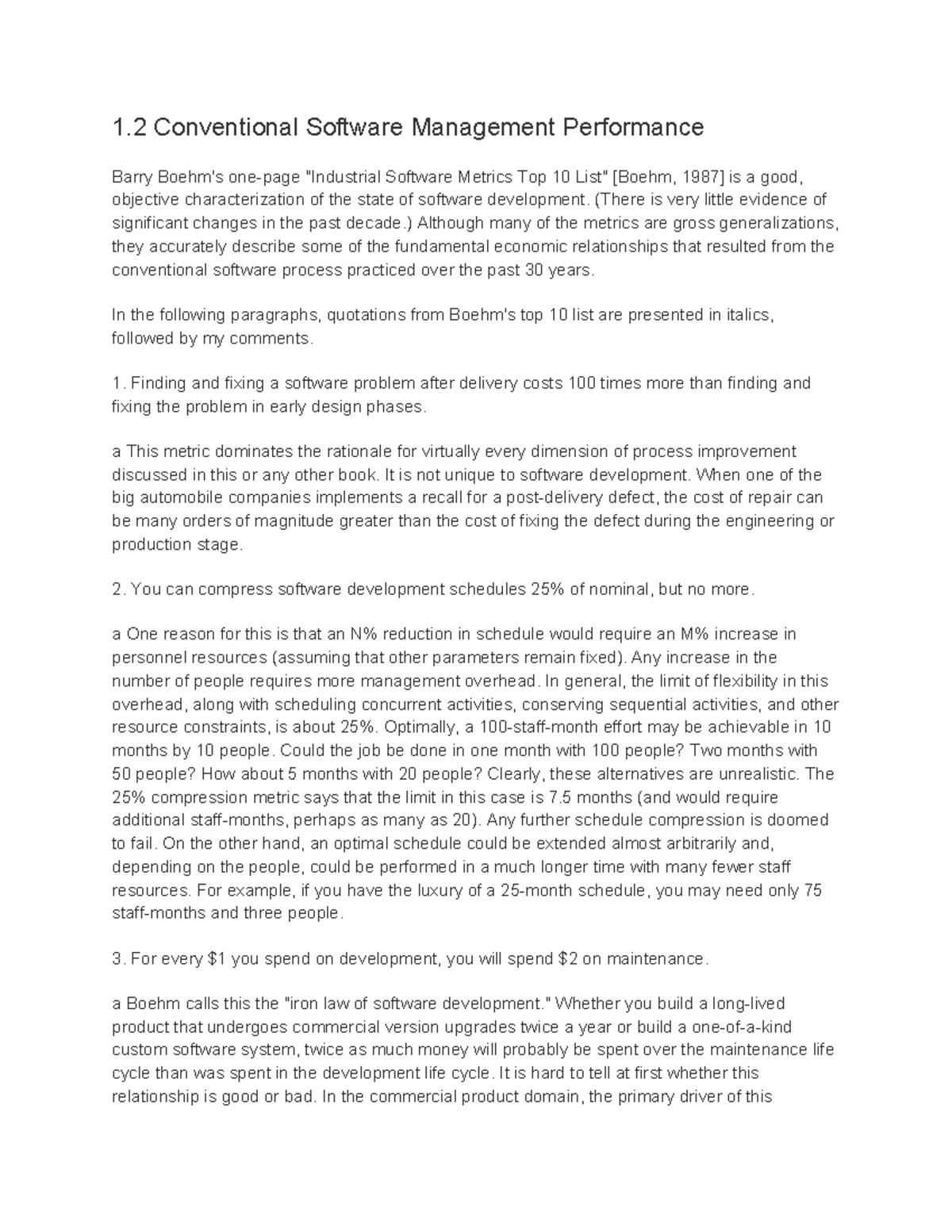 Conventional software management performance - 1 Conventional Software Management Performance ...