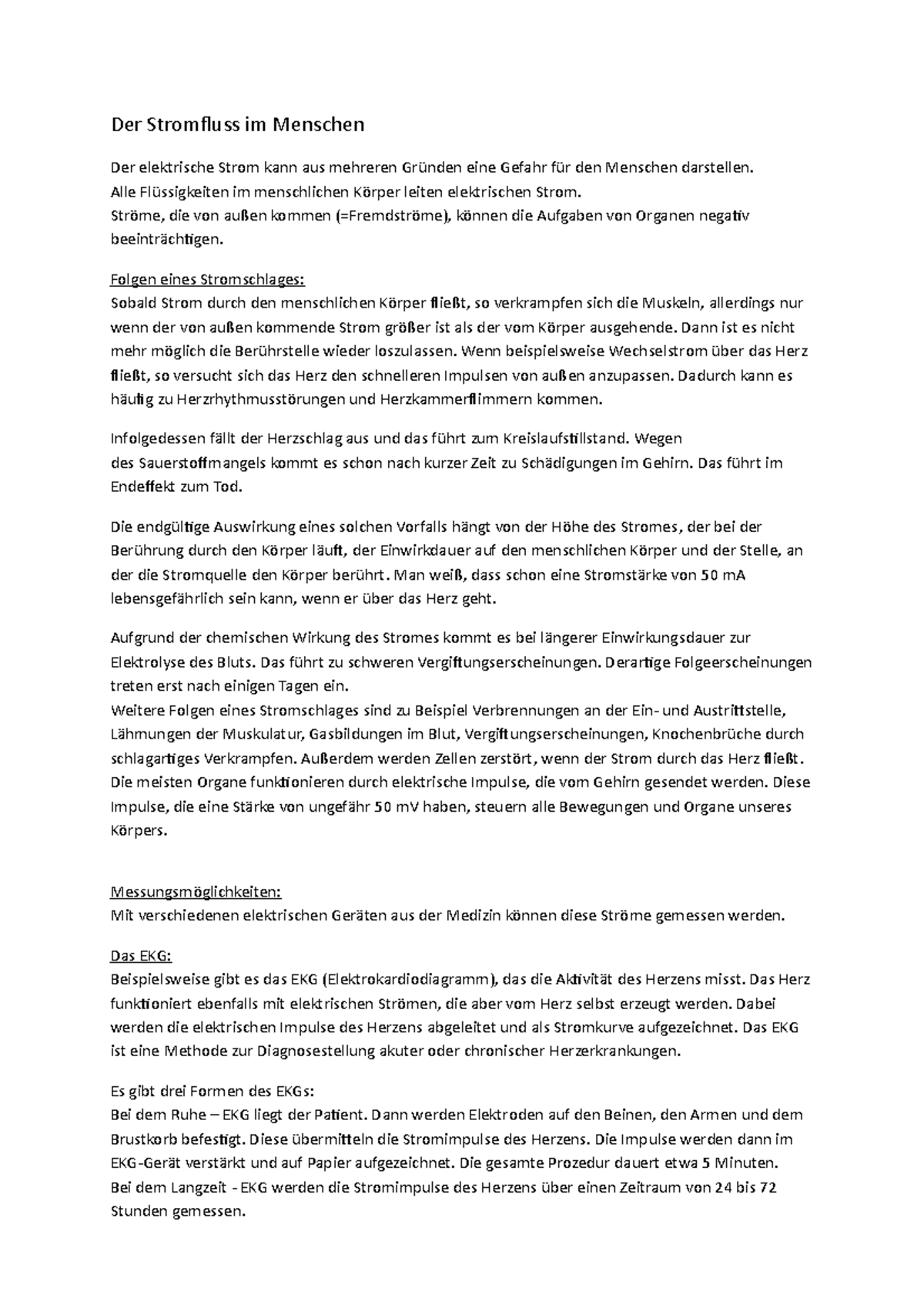 Der Stromfluss im Menschen - Alle Flüssigkeiten im menschlichen Körper ...