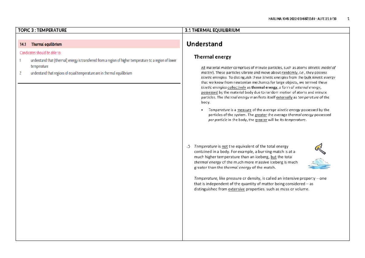 Topic 4 Temperature MY Notes - TOPIC 3 : TEMPERATURE 3 THERMAL ...