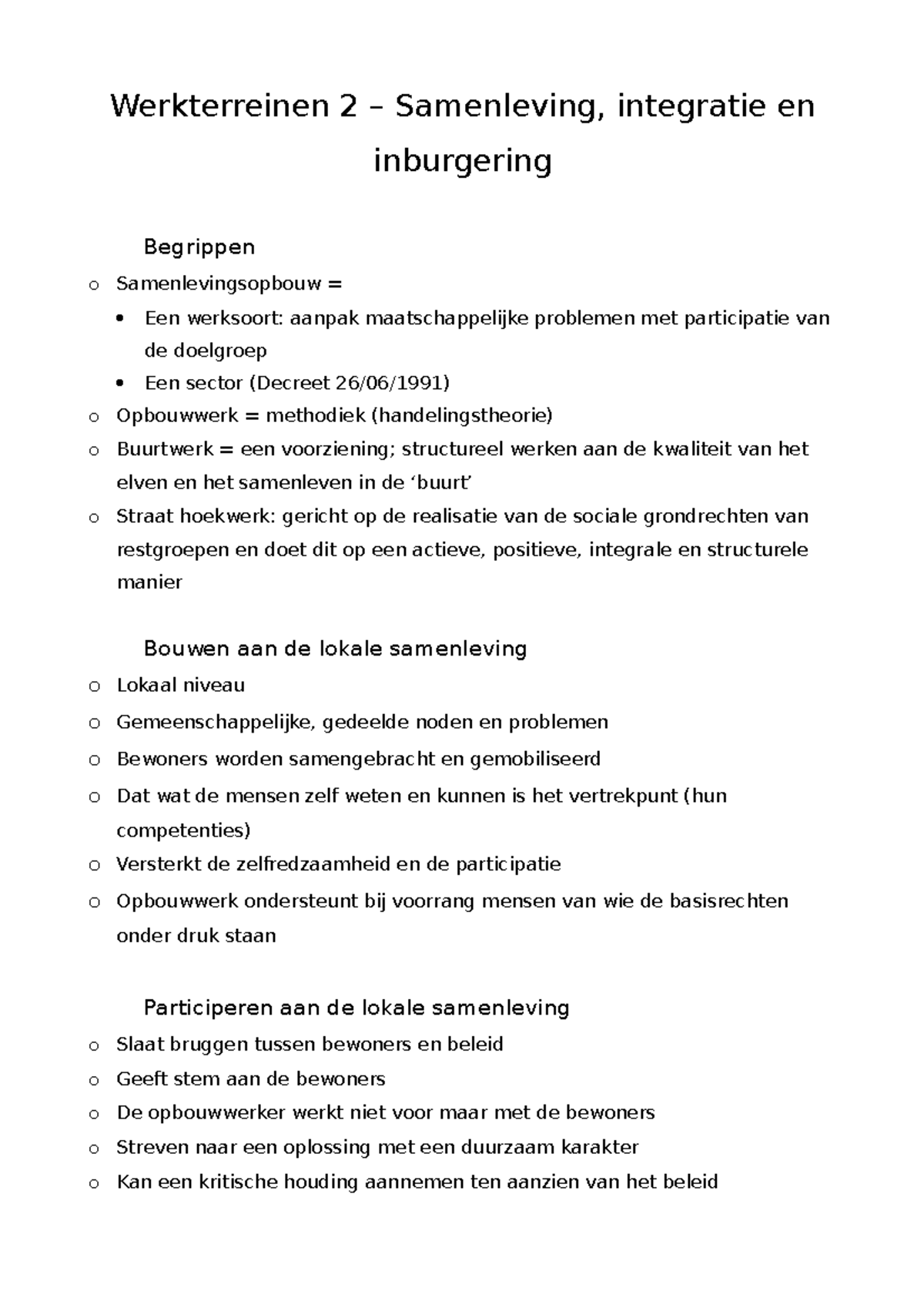 Samenvatting - Samenleving, integratie en inburgering - Werkterreinen 2 ...