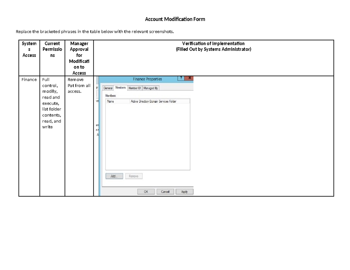 CYB 230 Project One Brian Saintsing - Account Modification Form Replace ...