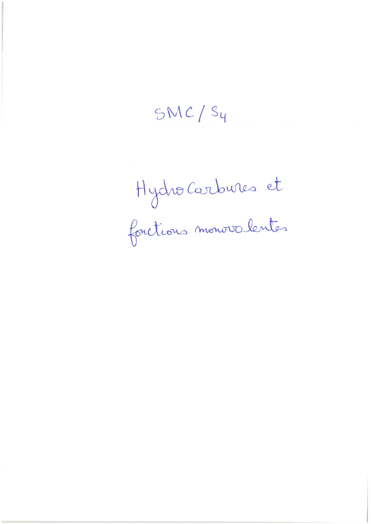Hydrocarbures et fonctions monovalentes coure - Chimie Organique II ...