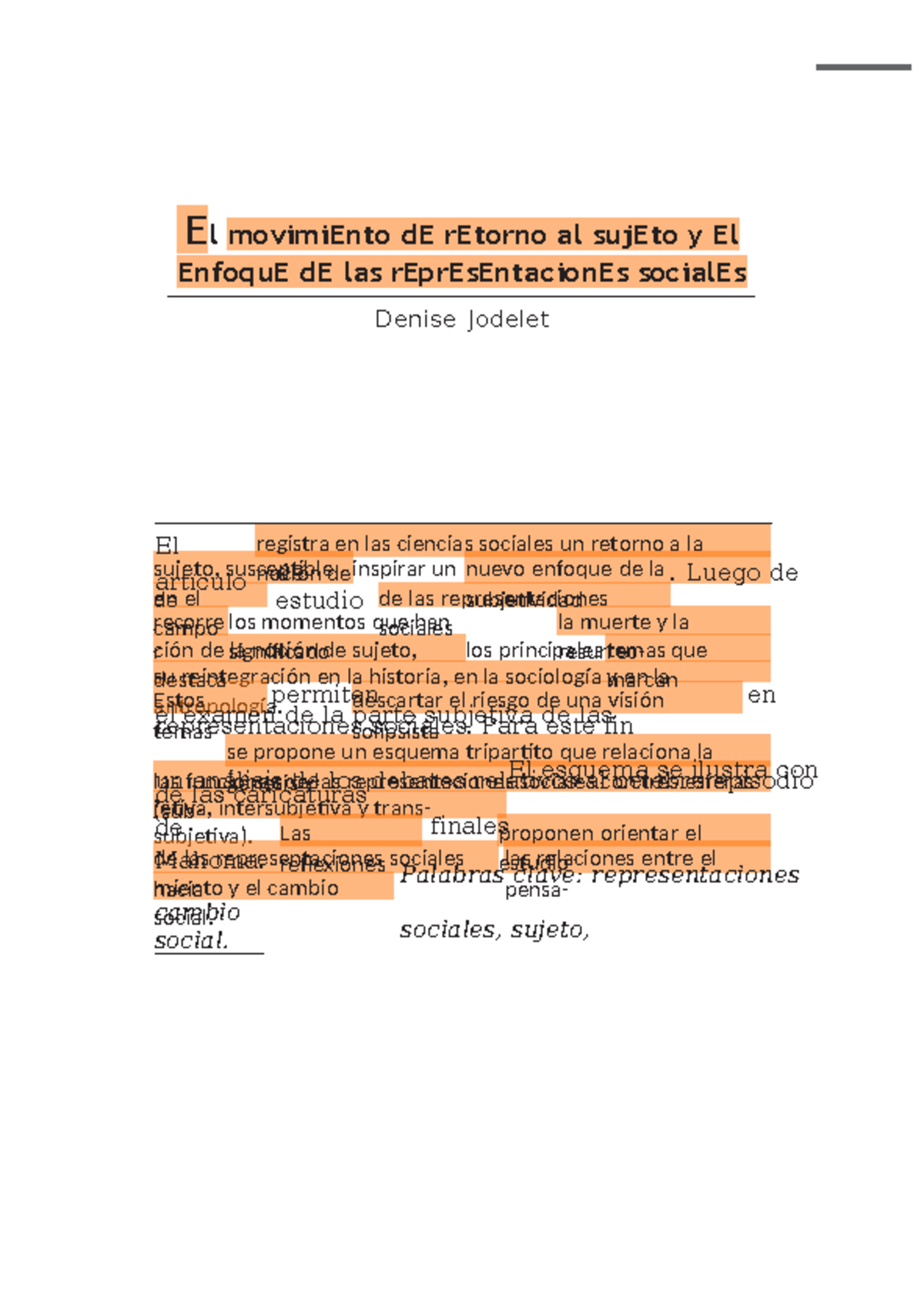 Jodelet - Las tres esferas de pertenencia de las representaciones ...