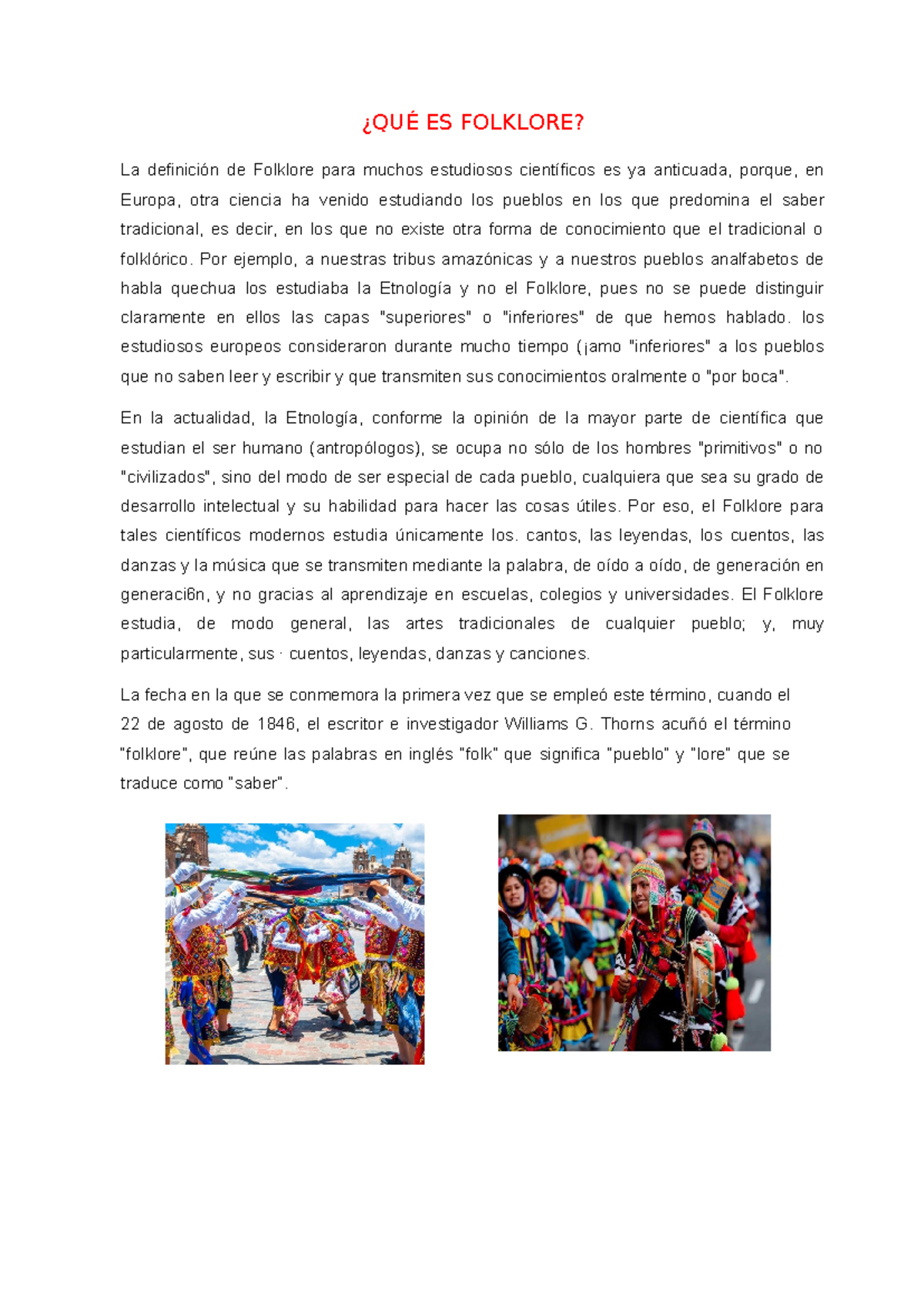 QUÉ ES Folklore - ¿QUÉ ES FOLKLORE? La definición de Folklore para muchos estudiosos científicos ...