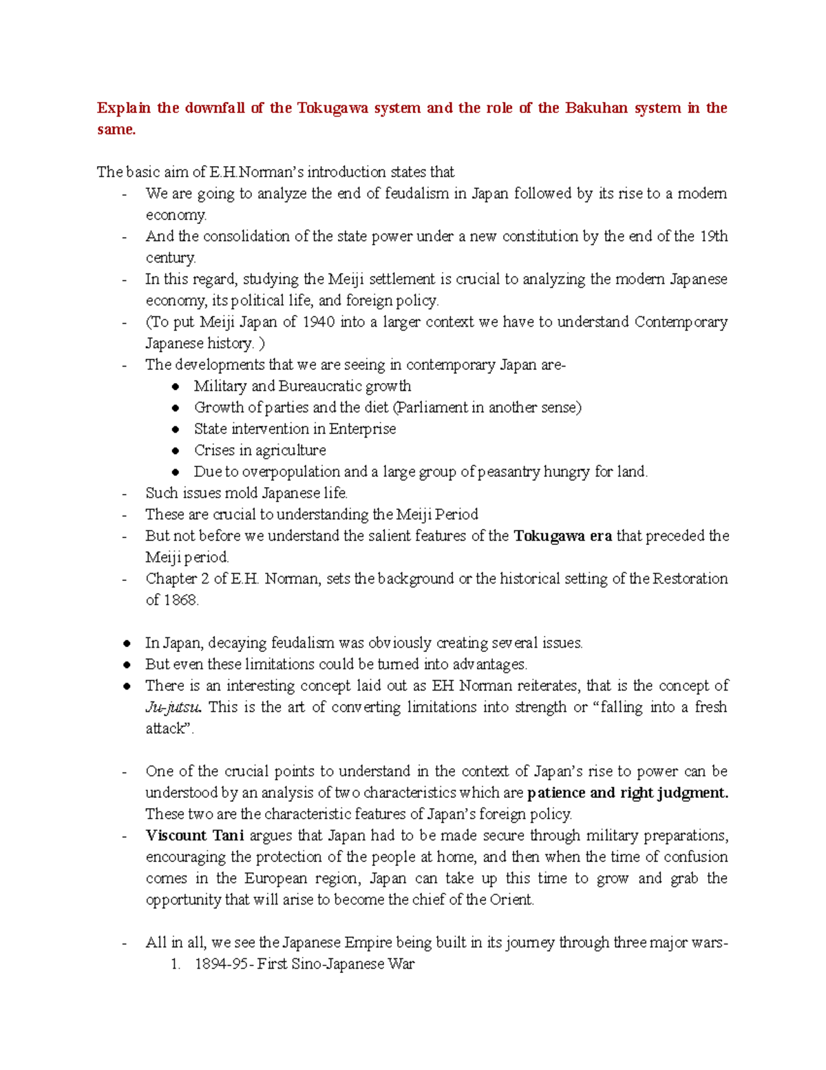 Japan, Assignment- Downfall of Tokugawa regime - Explain the downfall ...