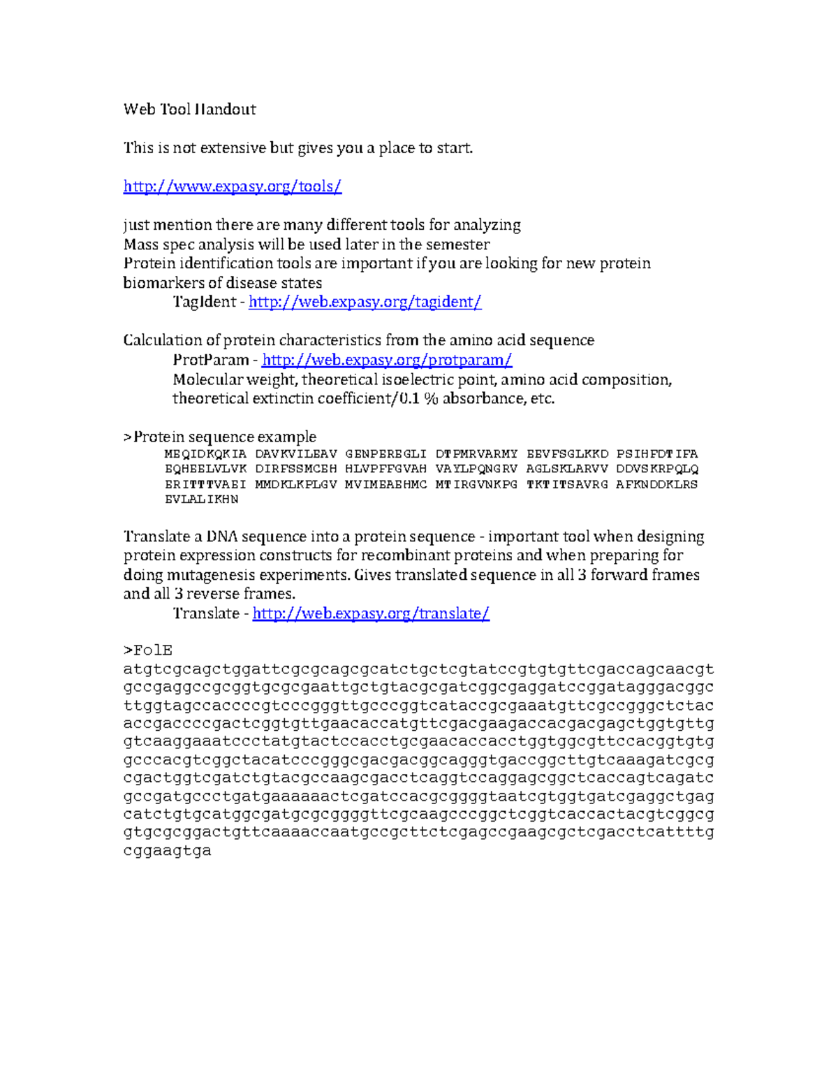 Web Tool Handout - Ronning - Web Tool Handout This is not extensive but ...