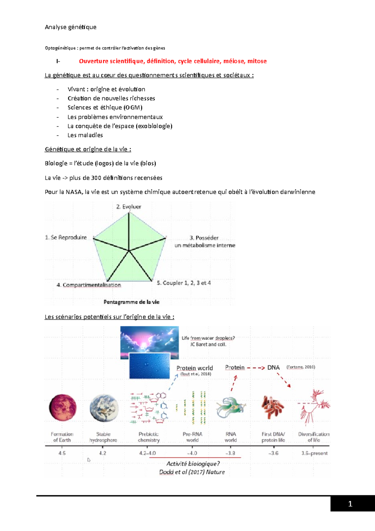 Analyse génétique - Notes de cours 1 - Optogénétique : permet de ...