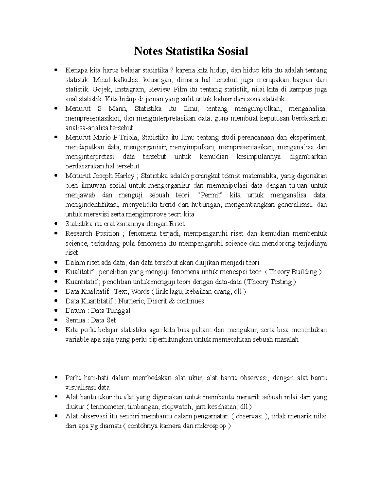 Notes Statistika Sosial - Misal kalkulasi keuangan, dimana hal tersebut ...