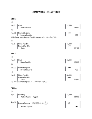 Homework Chapter 9 - Introduction to Accounting - HOMEWORK – CHAPTER 9 ...