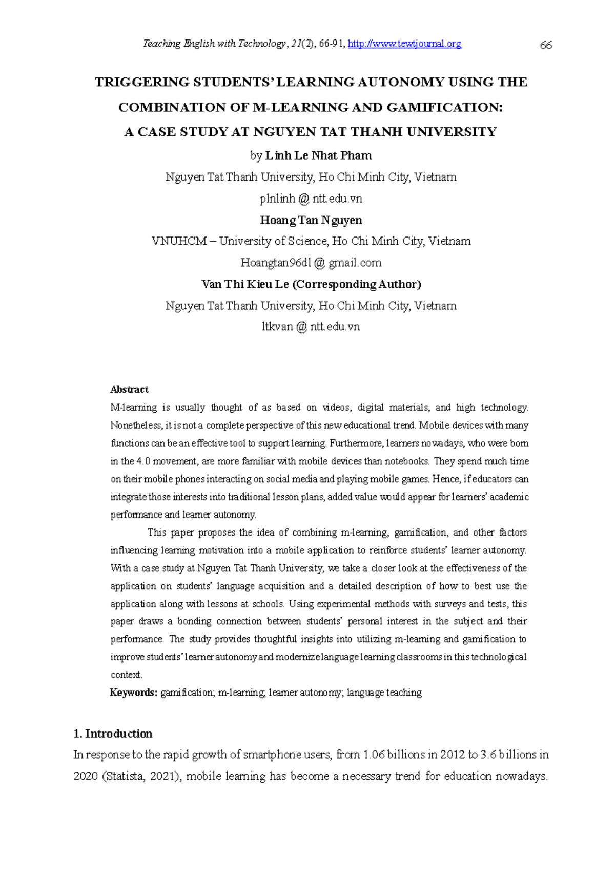 Article 4 - TRIGGERING STUDENTS’ LEARNING AUTONOMY USING THE ...