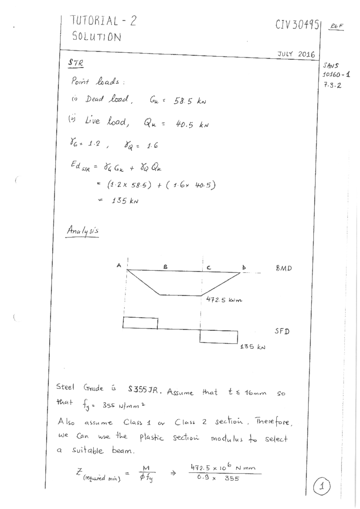 CIV3049S - Tutorial 02 2017 Solution - Studocu