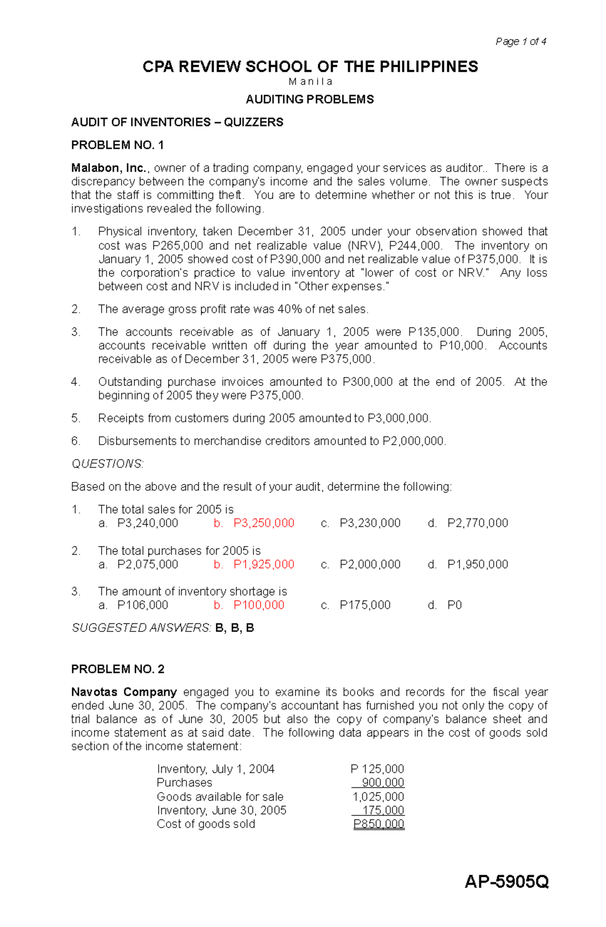 Dokumen - Notes - CPA REVIEW SCHOOL OF THE PHILIPPINES M a n i l a ...