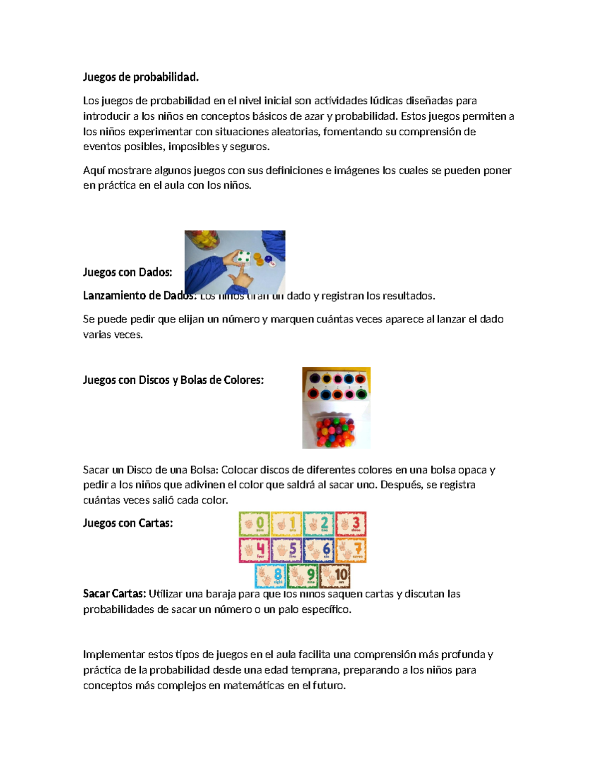 Juegos de probabilidad - Los juegos de probabilidad en el nivel inicial ...