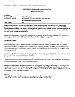 Chapter 2 Company Research Assignment Dollarama 502 - HRM 1200 – Chapter 2 Assignment (6% ...