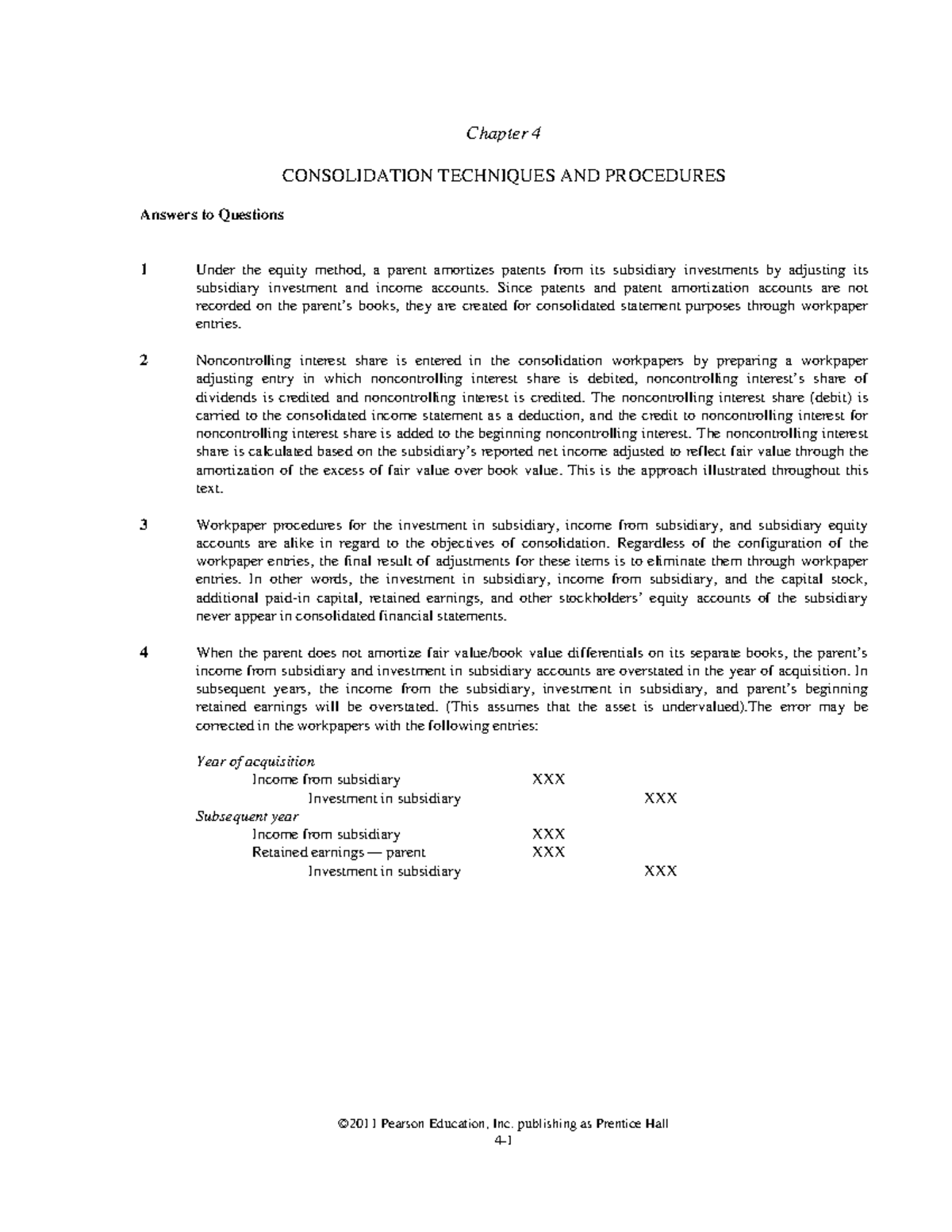 230445651 Solution Advanced Accounting 11ed Chp4 - Chapter 4 ...