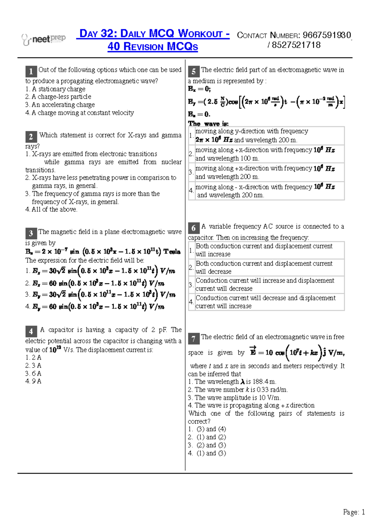 Day 32 Daily MCQ Workout - 40 Revision MCQs - ####### 1 Out of the ...