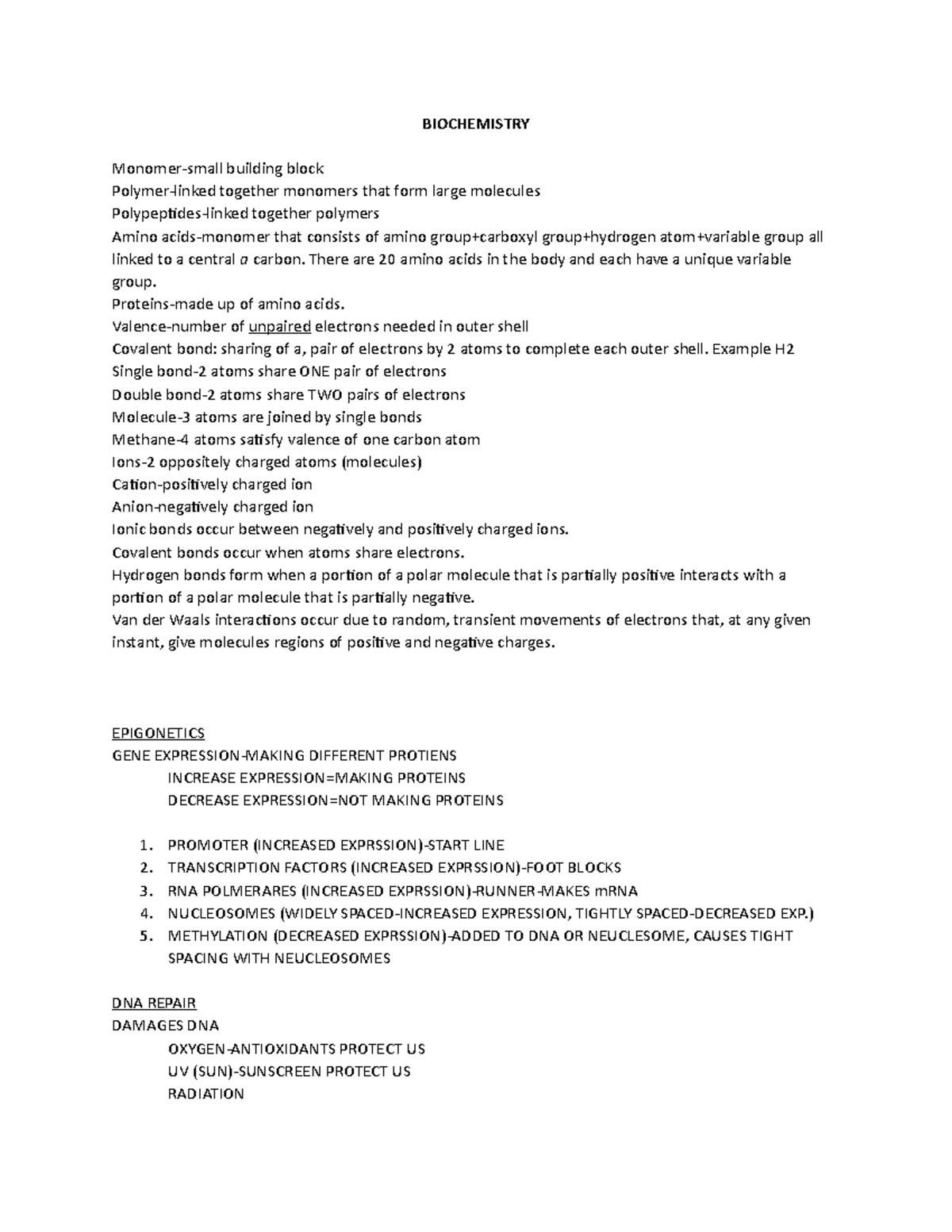 Biochemistry Study Guide material Biochemistry study guide ...