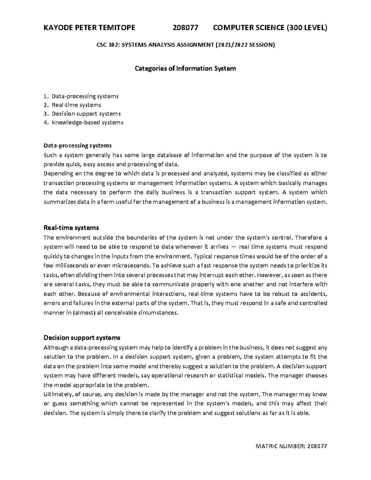 208077 Kayode Peter Temitope CSC 302 Assignment - KAYODE PETER TEMITOPE 208077 COMPUTER SCIENCE ...