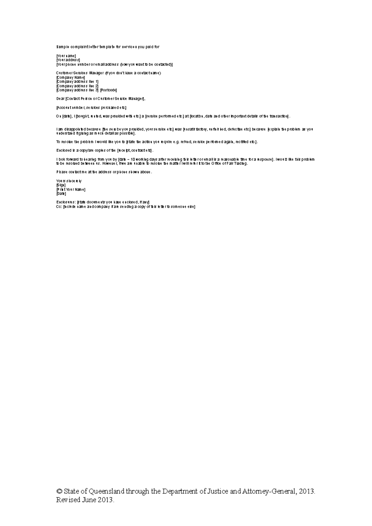 Sample Letter For Services Sample Complaint Letter Template For sample-letter-for-services-sample-complaint-letter-template-for