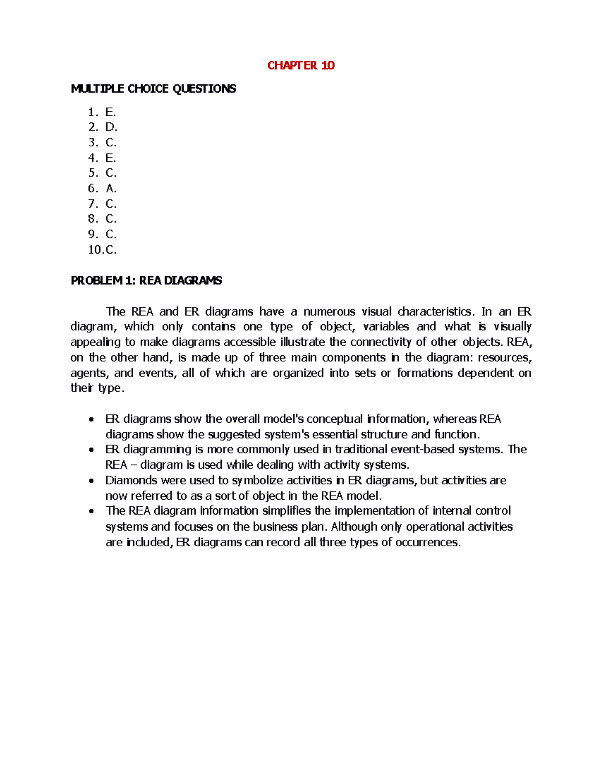 Computer- Chapter 10- CHAPTER MULTIPLE CHOICE QUESTIONS 1. E. 2. D. 3 ...