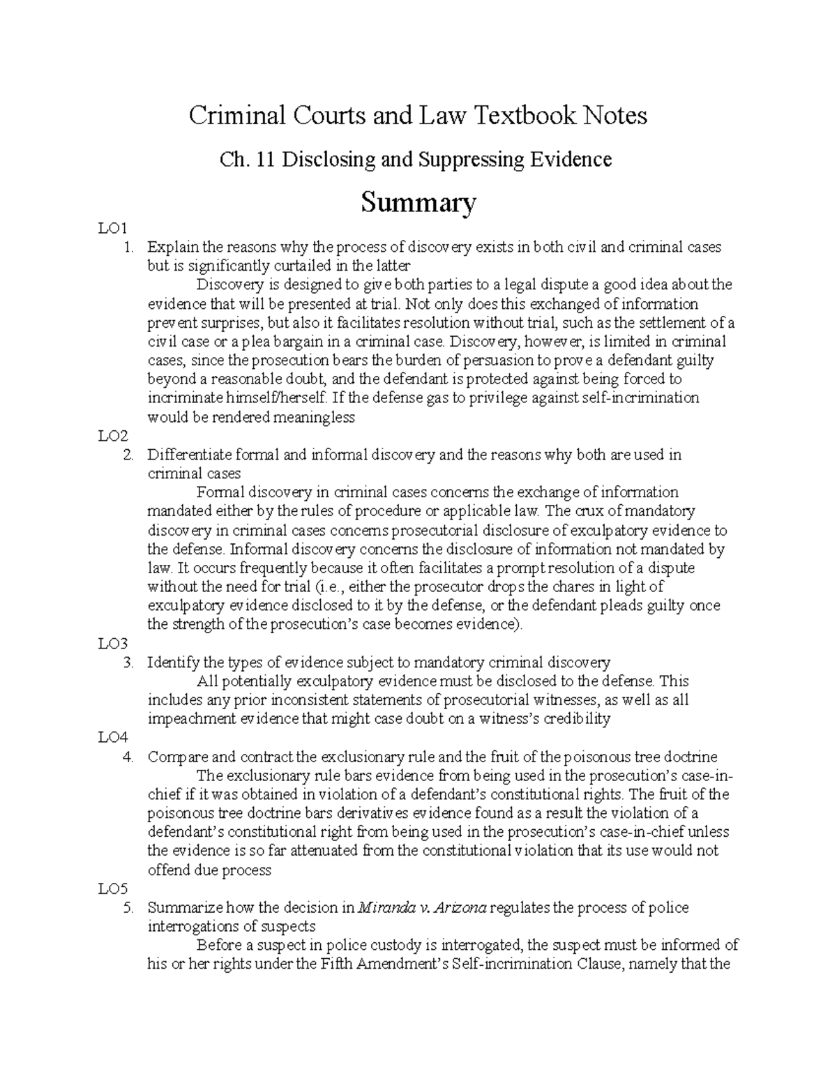 Ch. 11 Notes - This course was taught by Dr. Fox - Criminal Courts and ...
