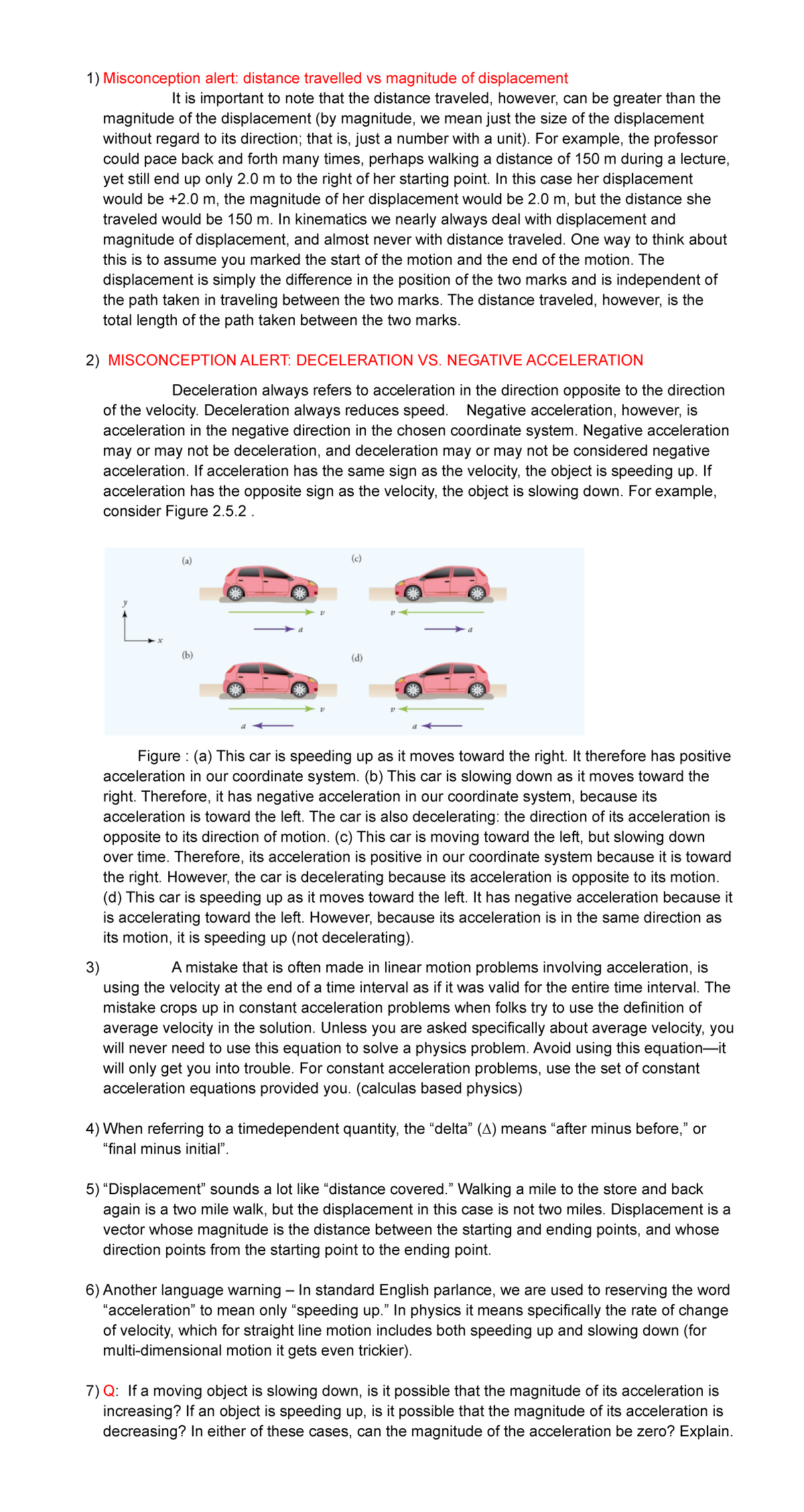 Notes - Misconception alert: distance travelled vs magnitude of ...