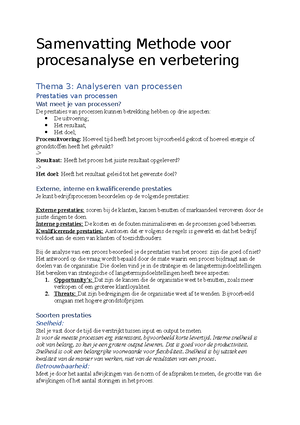 Blok 1 Samenvatting methode voor procesanalyse en verbetering jaar 2 ...