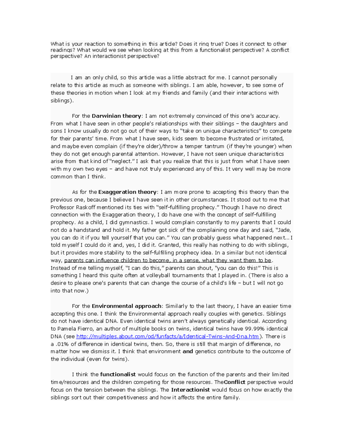 Initial Response - Grade: A - What is your reaction to something in ...