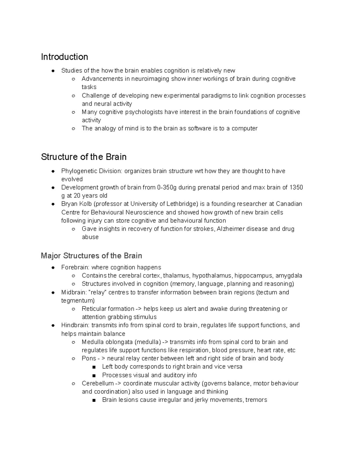 Module 2 The Brain's Structure and Function - Introduction Studies of ...