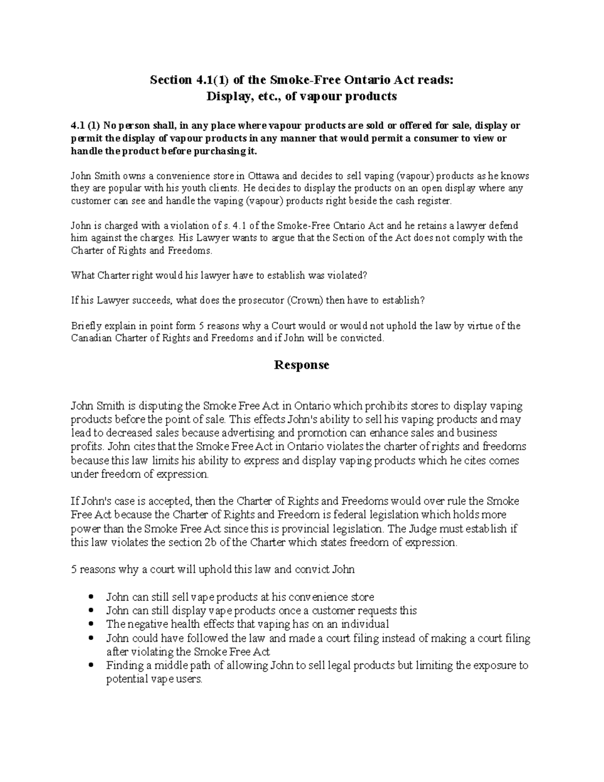Smoke Free Act Ontario Case Study - Section 4(1) of the Smoke-Free ...