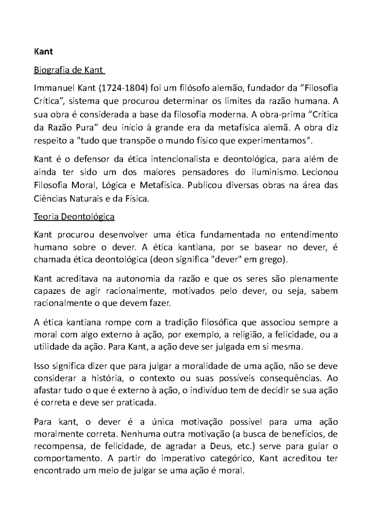 Kant - A sua obra é considerada a base da filosofia moderna. A obra ...