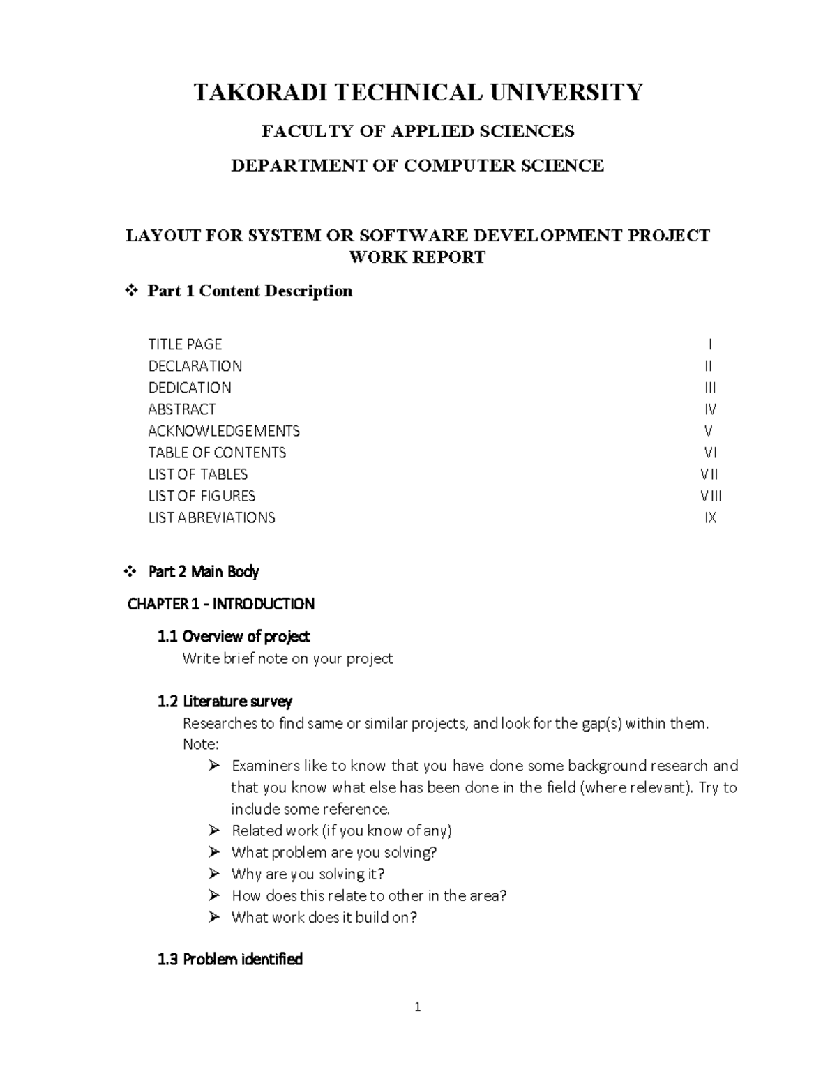 Software Development Reporting Template - TAKORADI TECHNICAL UNIVERSITY ...