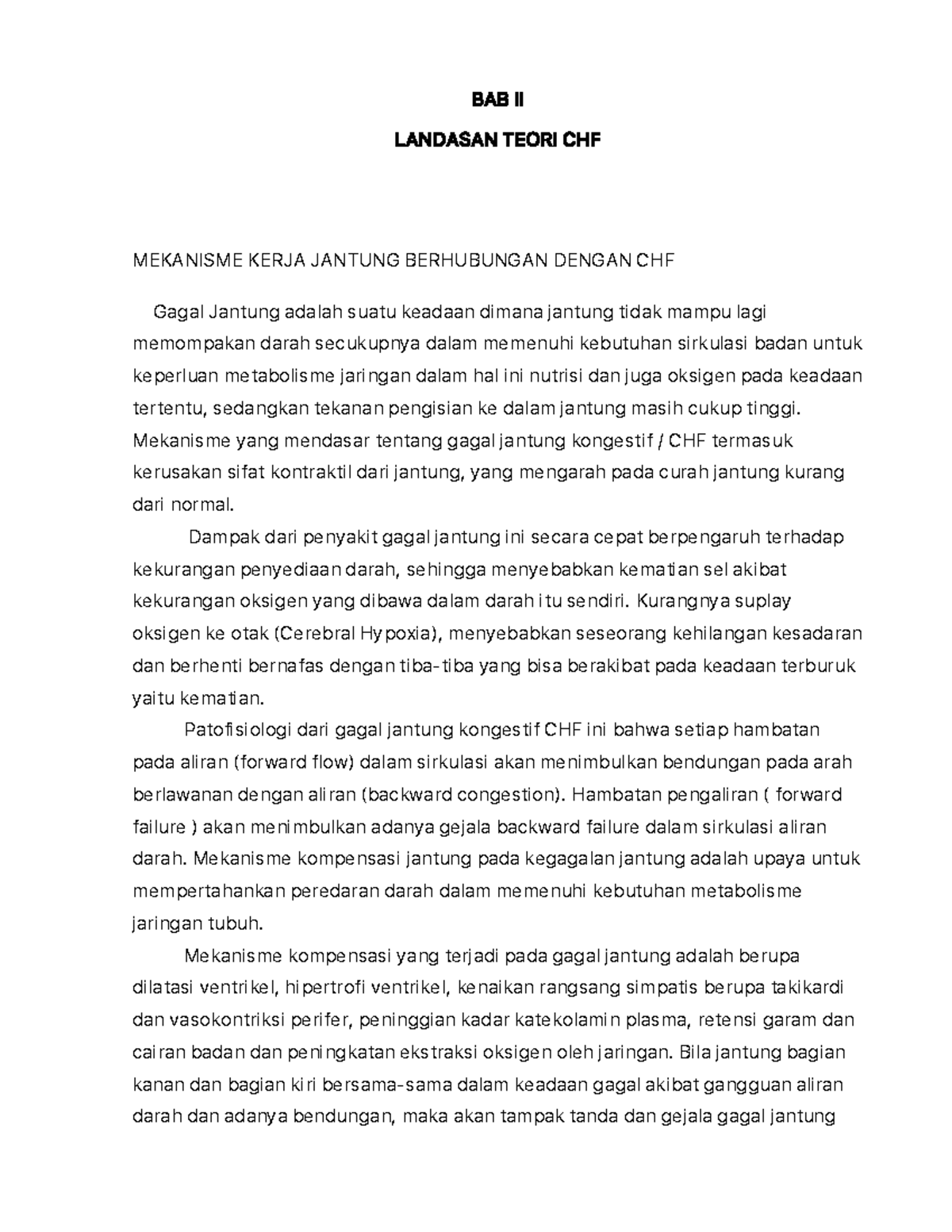 Mekanisme Kerja Jantung Berhubungan Dengan CHF - BAB II LANDASAN TEORI CHF MEKANISME KERJA ...