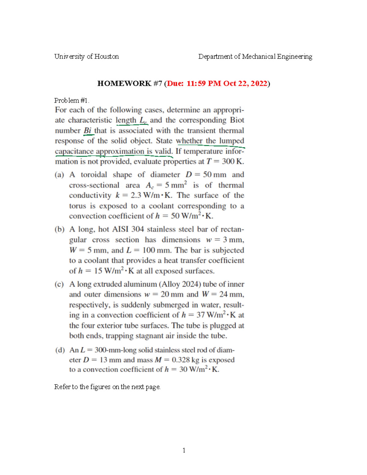 Homework #7 pt1 - Heat transfer notes - 1 University of Houston ...