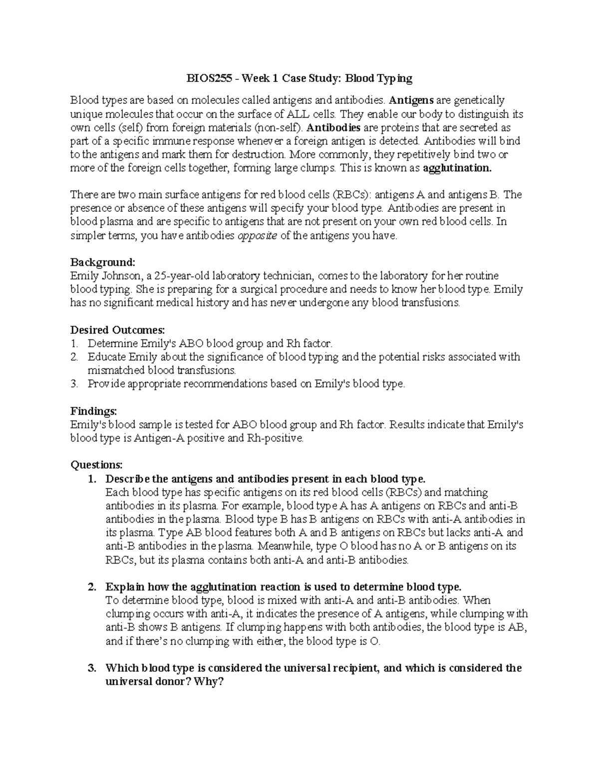 BIOS255 WK1 Case Study - BIOS255 - Week 1 Case Study: Blood Typing ...