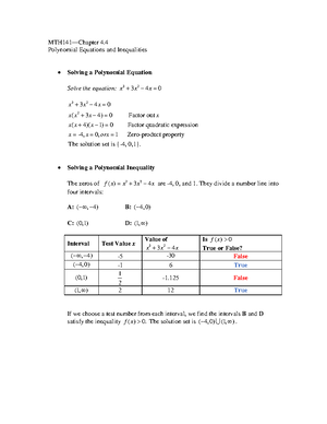MTH141 4.2-4.3 notes - MTH141—Chapter 4-4. Topics in the Theory of ...