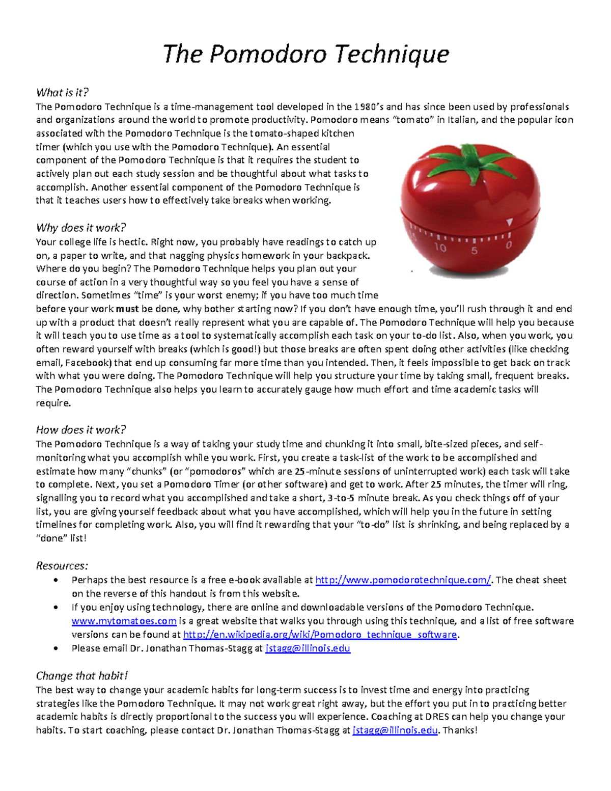 Pomodoro Technique Worksheet