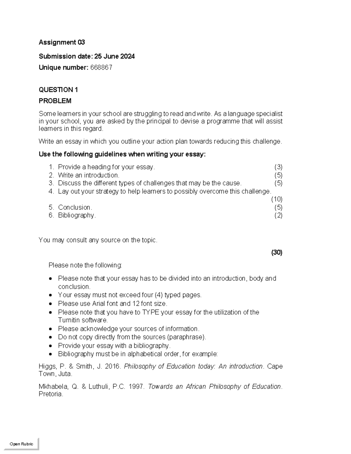 Assignment 03 SAE3701 2024 09b57908 e092030747 c70cd6bb464f81 - Assignment 03 Submission date ...