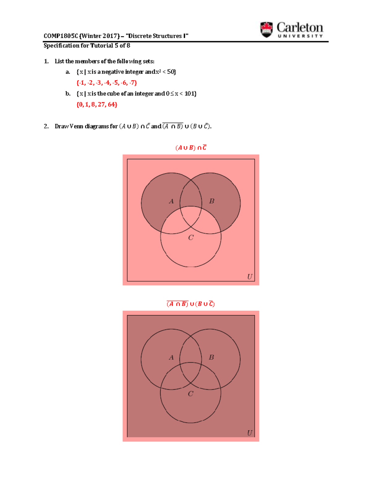 COMP1805 TUT05 (Model Solutions) - Specification for Tutorial 5 of 8 ...