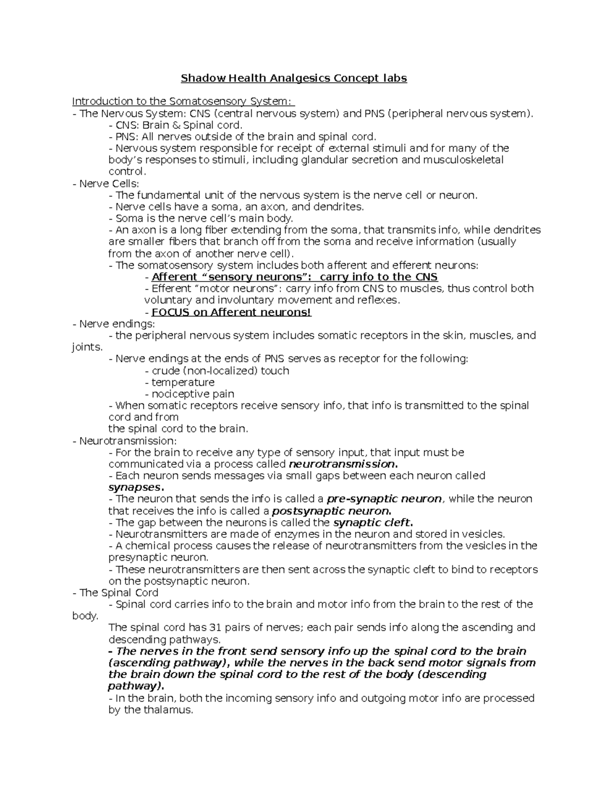 Shadow Health Analgesics Concept labs - Shadow Health Analgesics ...