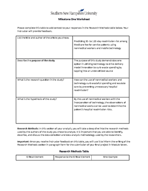 Milestone 2 - received an a - HCM 325 Milestone Two HCM 325 Milestone ...