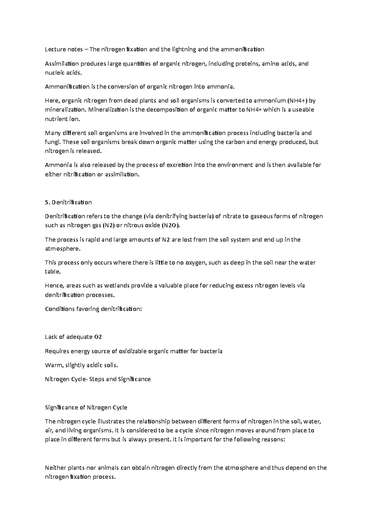 Lecture notes – The nitrogen fixation and the lightning and the ...