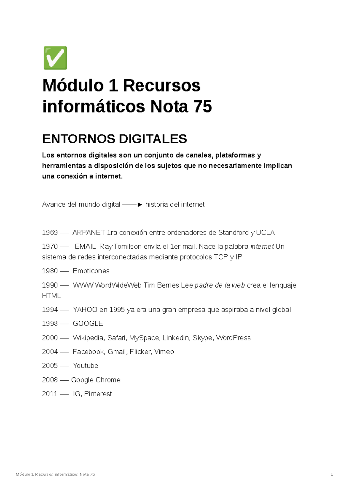Módulo 1 Recursos informáticos - Módulo 1 Recursos informáticos Nota 75 ...