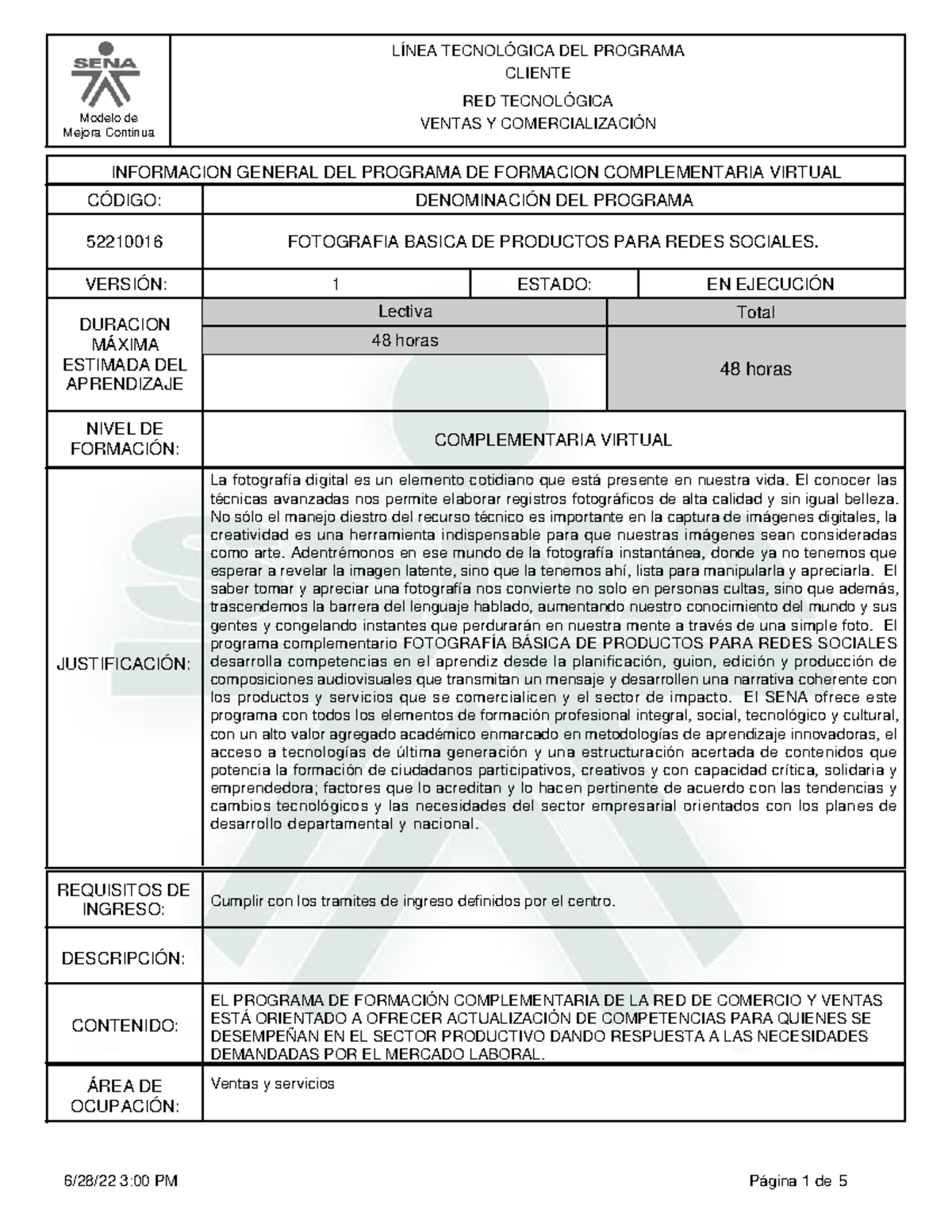 Diseno curricular - actividad - Modelo de Mejora Continua CLIENTE RED ...