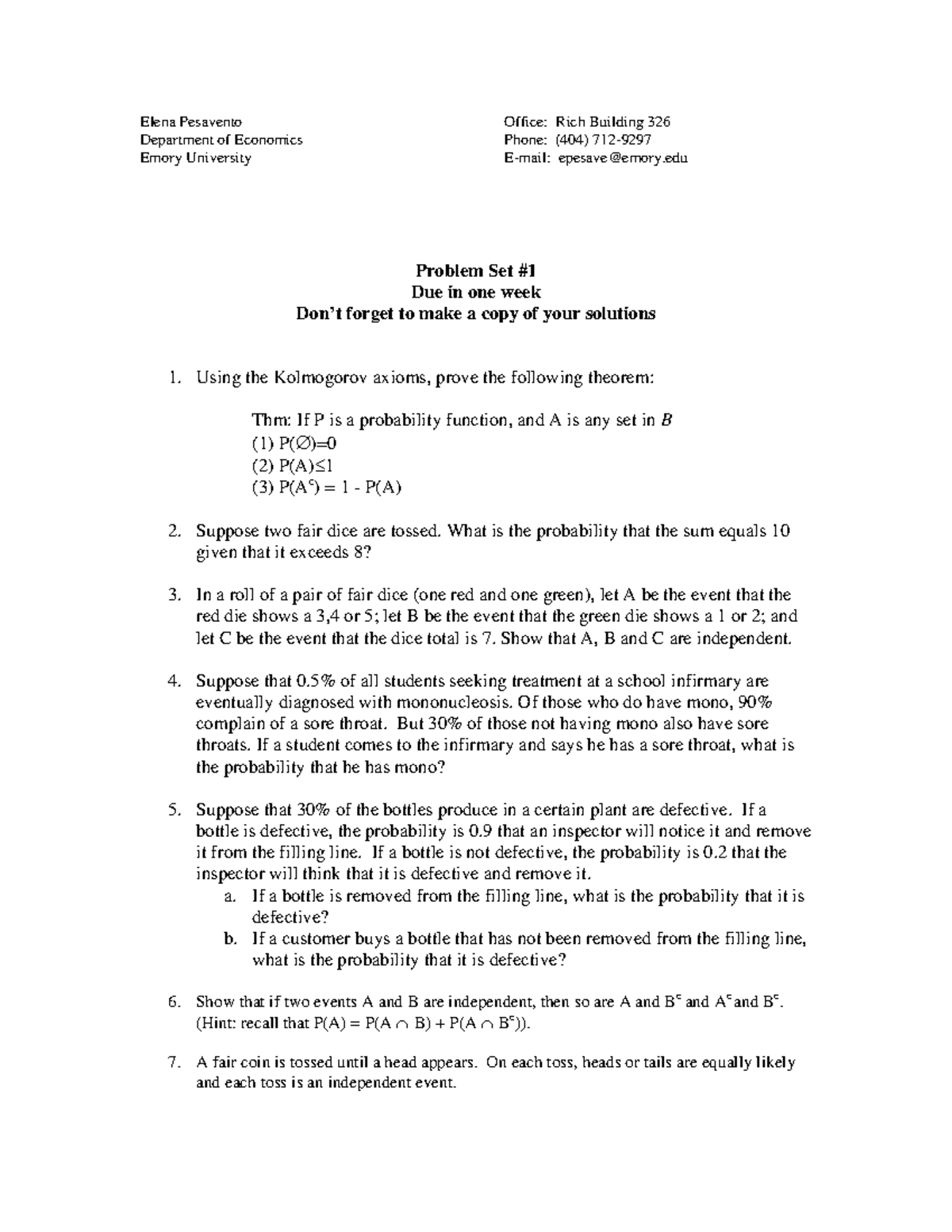 1- HW - Elena Pesavento Department of Economics Emory University Office ...